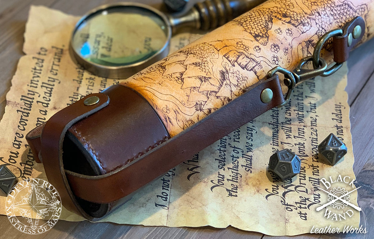 "The Cartographer" Scroll Case – Black Wand Leather Works