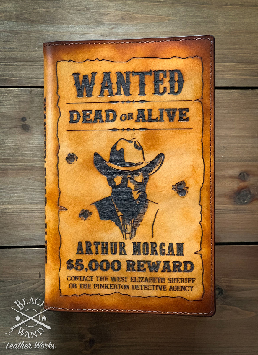 "Red Dead Wanted Poster" Leather Journal – Black Wand Leather Works